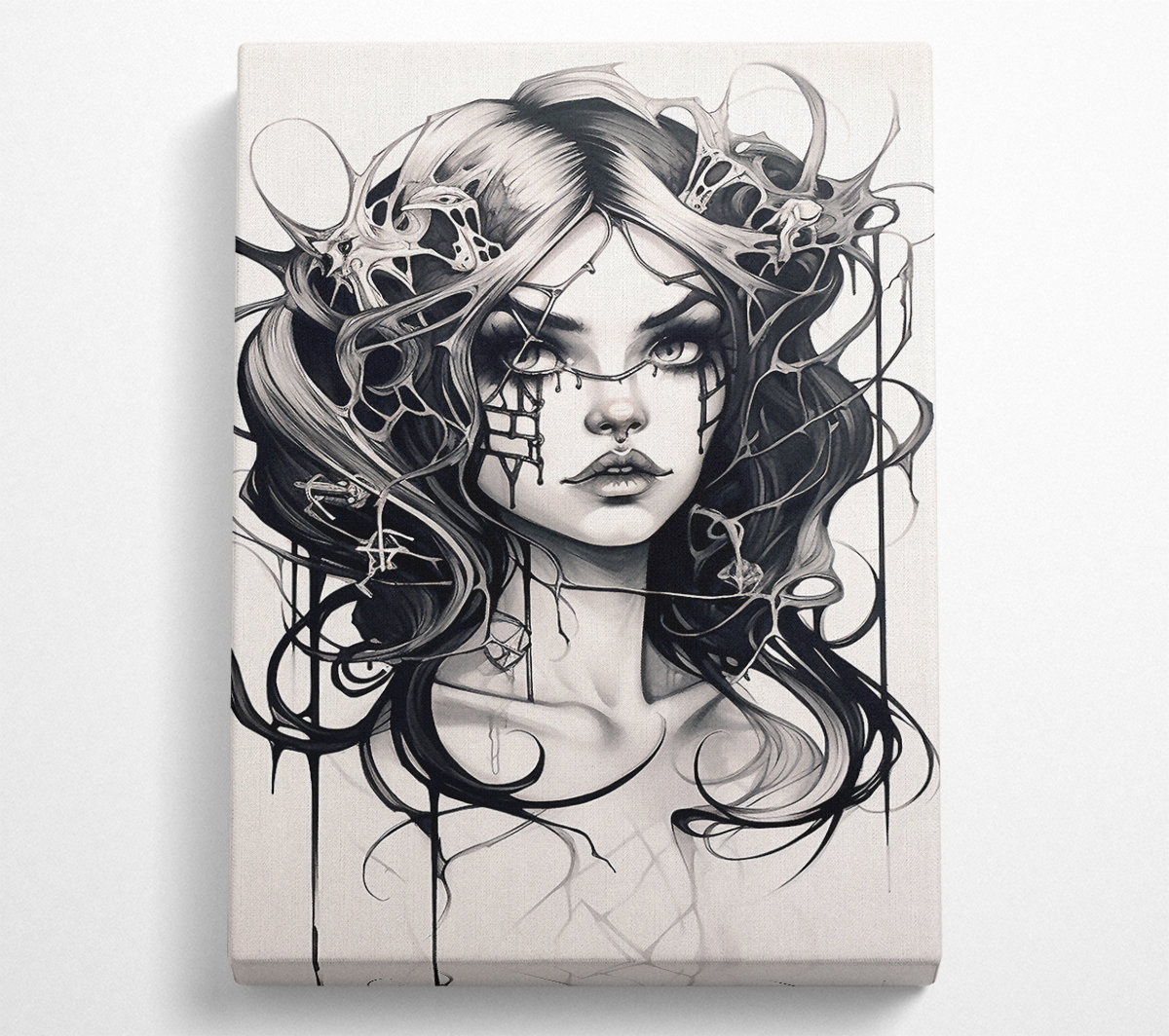 Bright Star Gothic Girl Sketch - Wrapped Canvas Art Prints | Wayfair.co.uk
