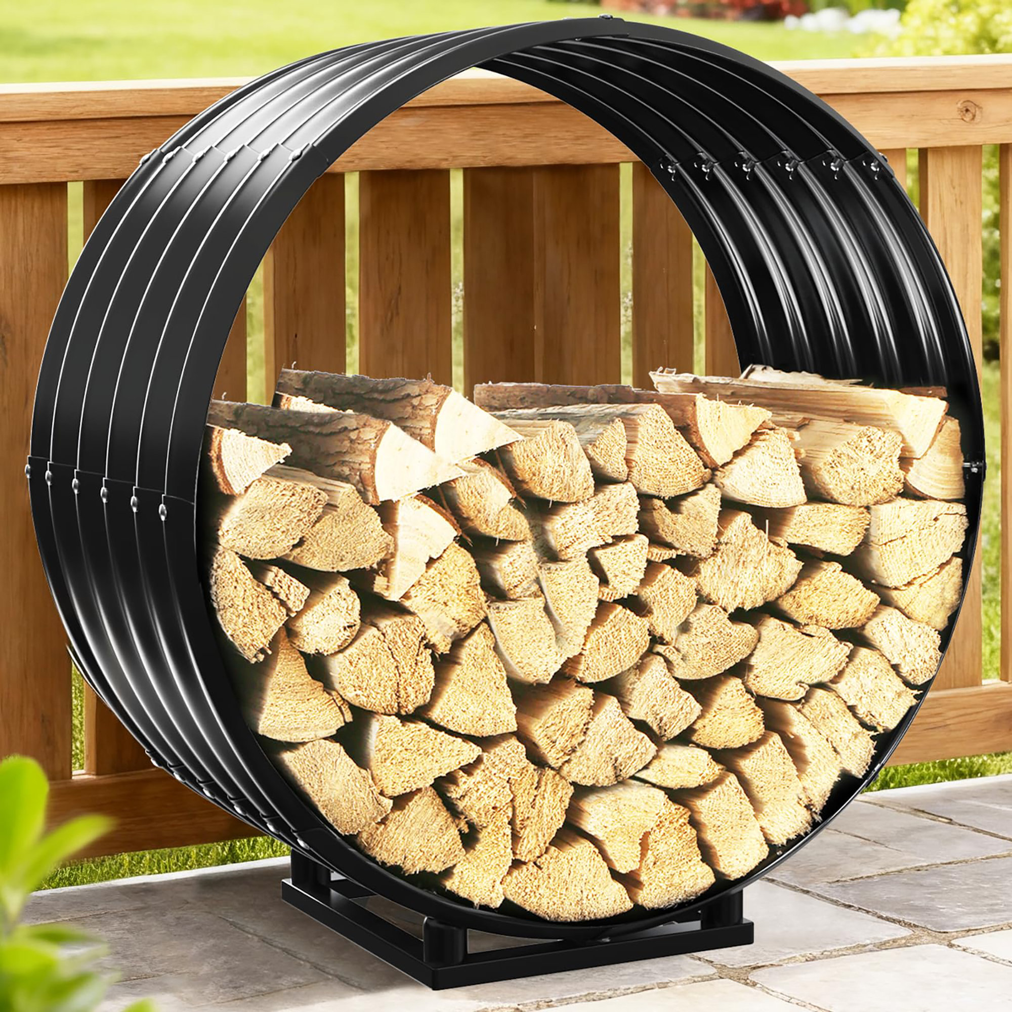 17 Stories 32IN Firewood Rack Hoop Outdoor Indoor | Wayfair