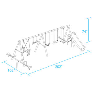 XDP Recreation Rising Sun Playground Outdoor Swing Set, Glider, SeeSaw ...