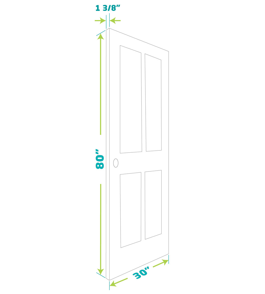 EightDoors 80-in 3-Panel Equal Shaker Solid Wood Primed Slab Door ...