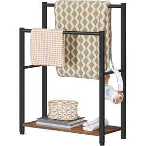Red Barrel Studio® Freestanding Towel Rack, 2 Tier Blanket Ladder ...