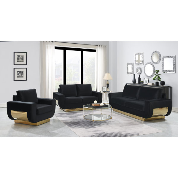 Everly Quinn Mekiya Velvet Living Room - Wayfair Canada