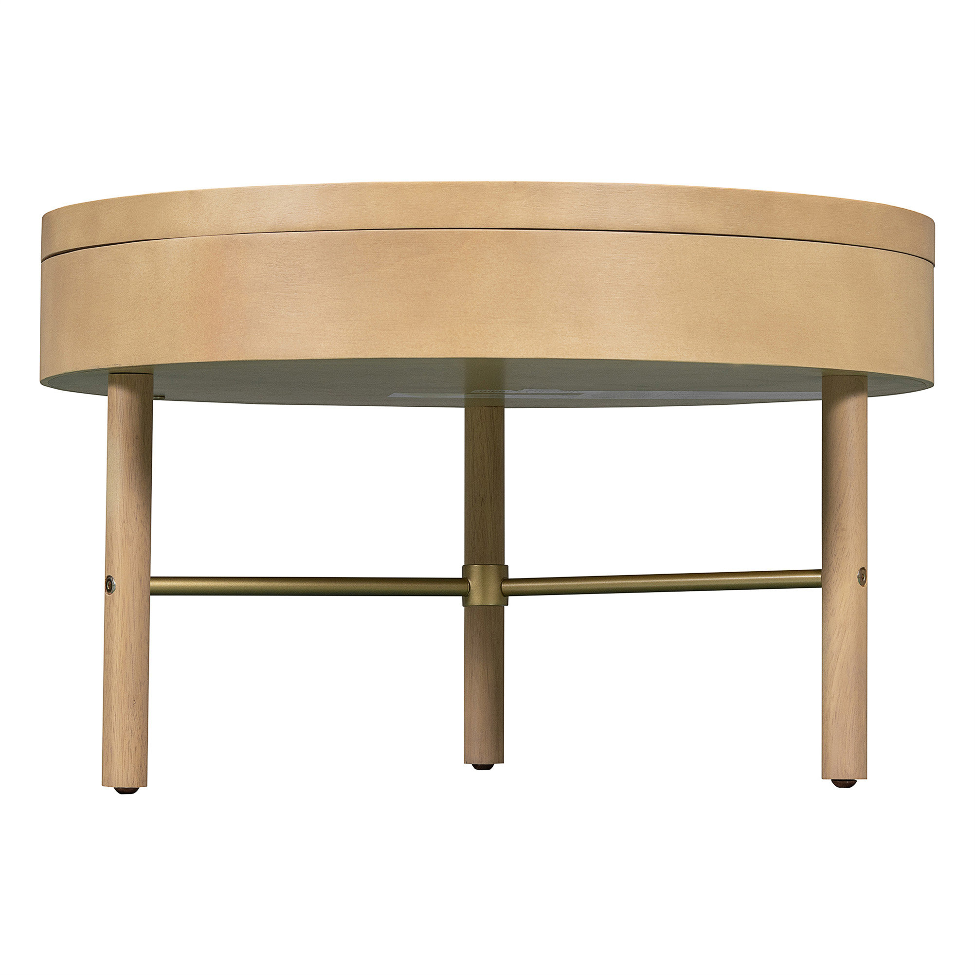 Mercer41 Modern Round Wood Rotating Tray Coffee Table With Storage ...