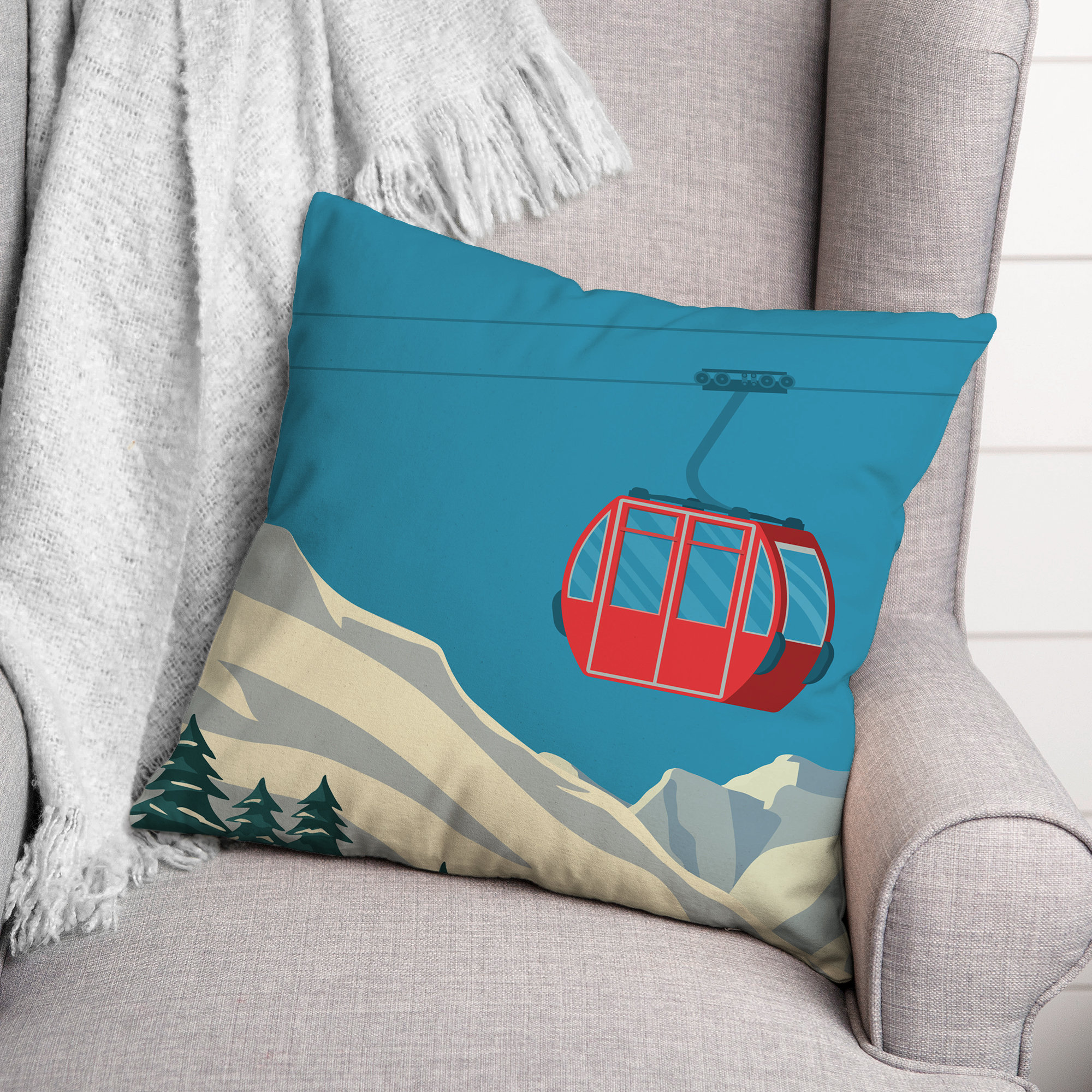 Designs Direct Creative Group Ski Lift Lodge Square Pillow Cover and ...
