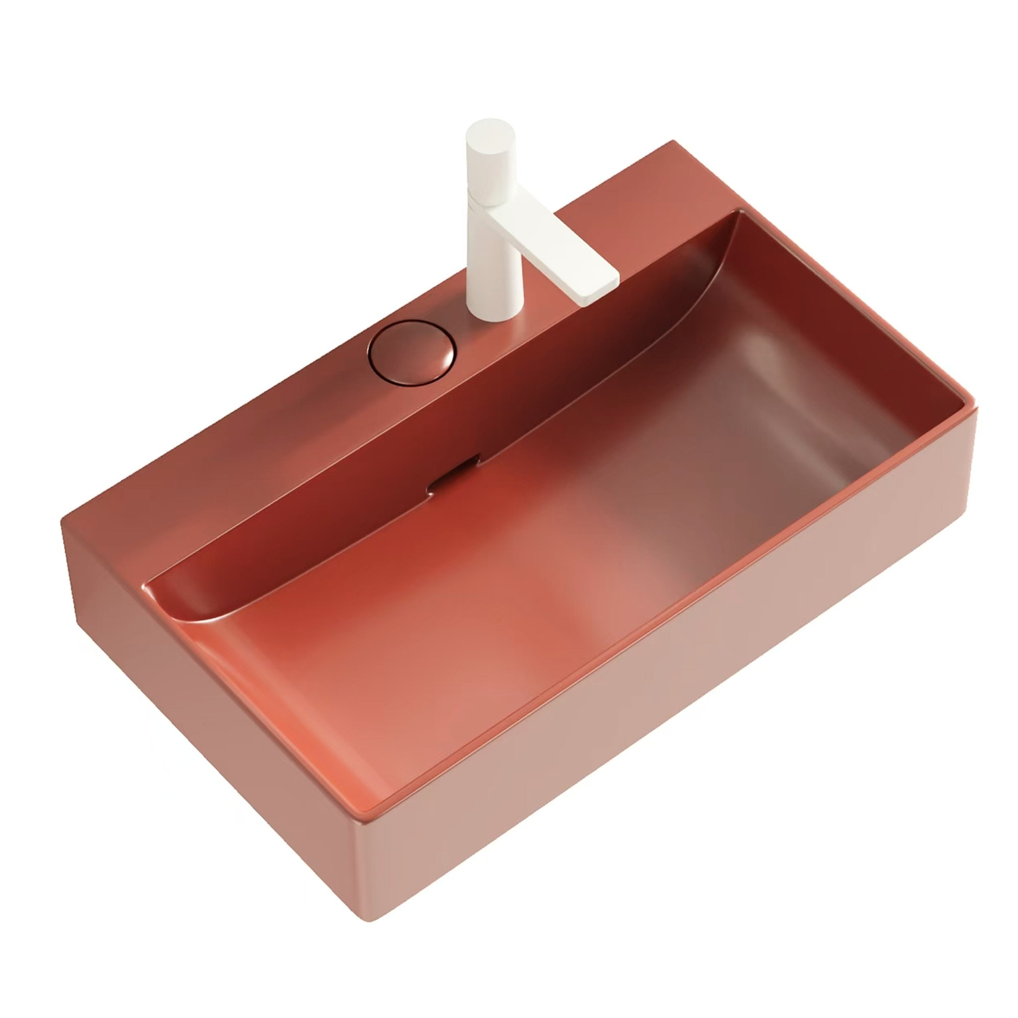 George Oliver Bathroom Sink Without Cabinet, 24" Red Ceramic ...