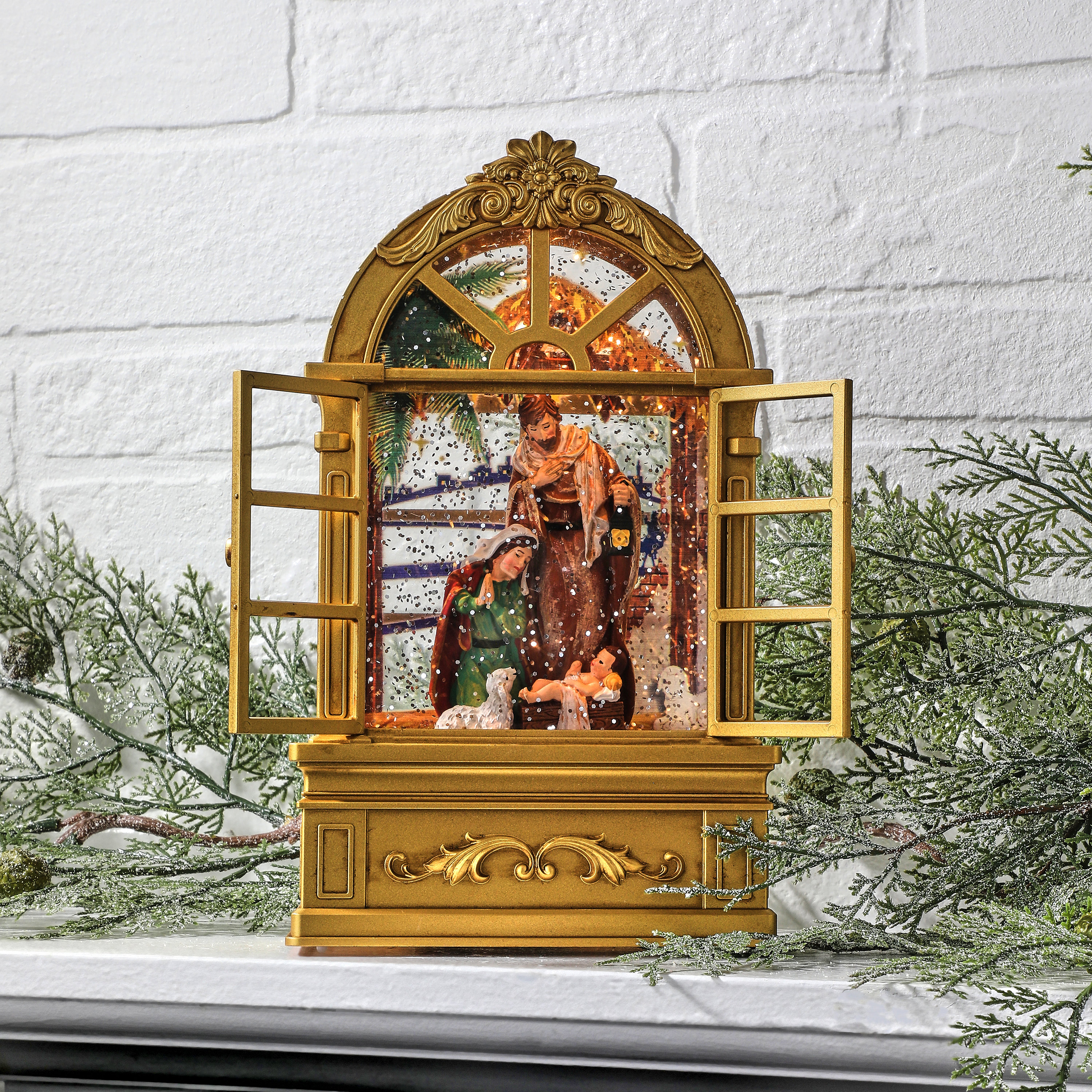 The Holiday Aisle® 9"Led Holy Family Arch Window Globe | Wayfair
