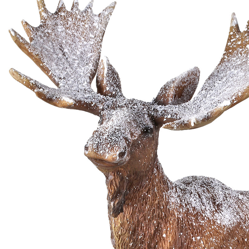 Millwood Pines 14" Resin Standing Moose With Frosted Head | Wayfair