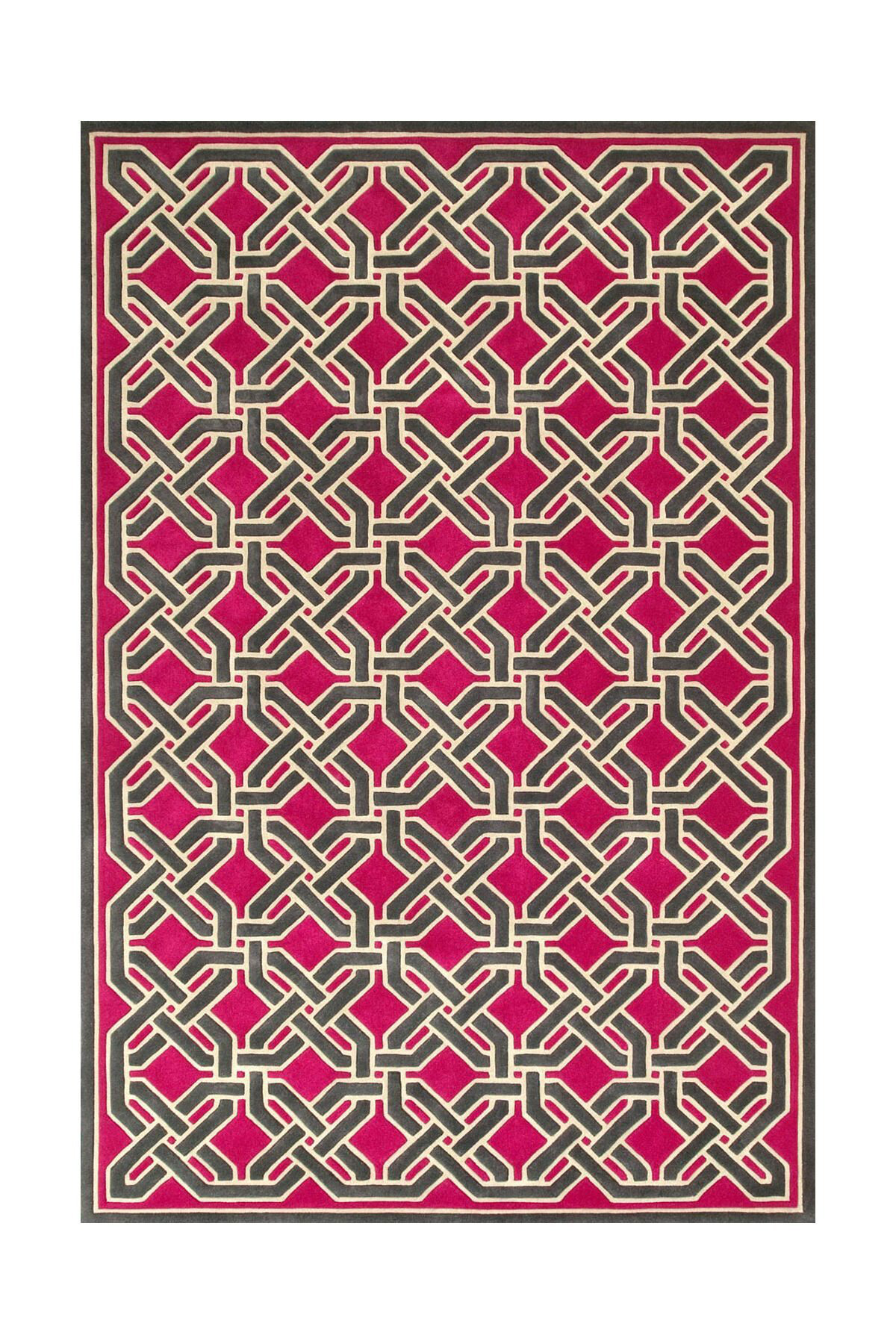 Orren Ellis Fuchsia-Gray Geometric Patterned Woven Base Digital Print ...