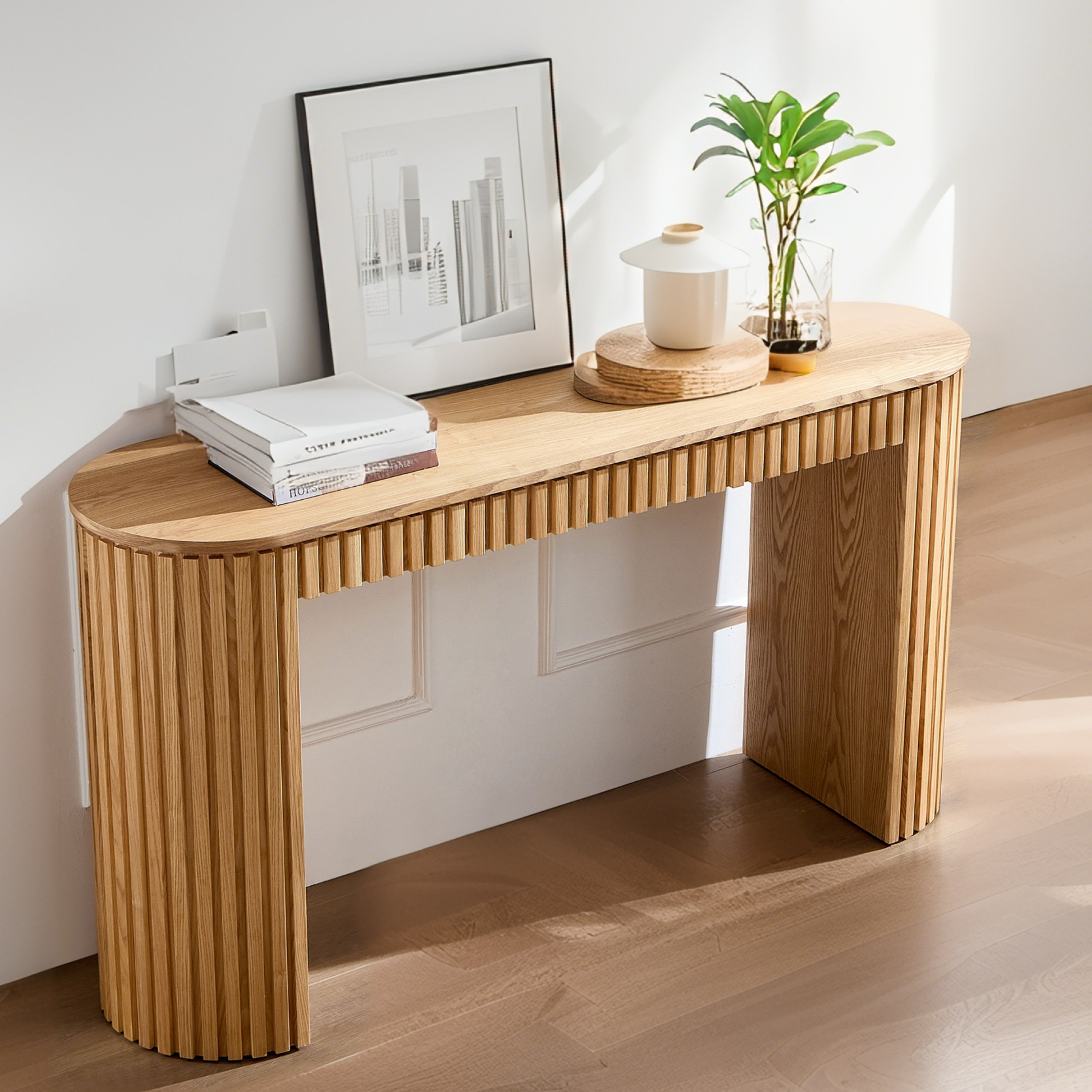 Latitude Run® Modern Console Table With Drawer - Vertical Stripe Design ...