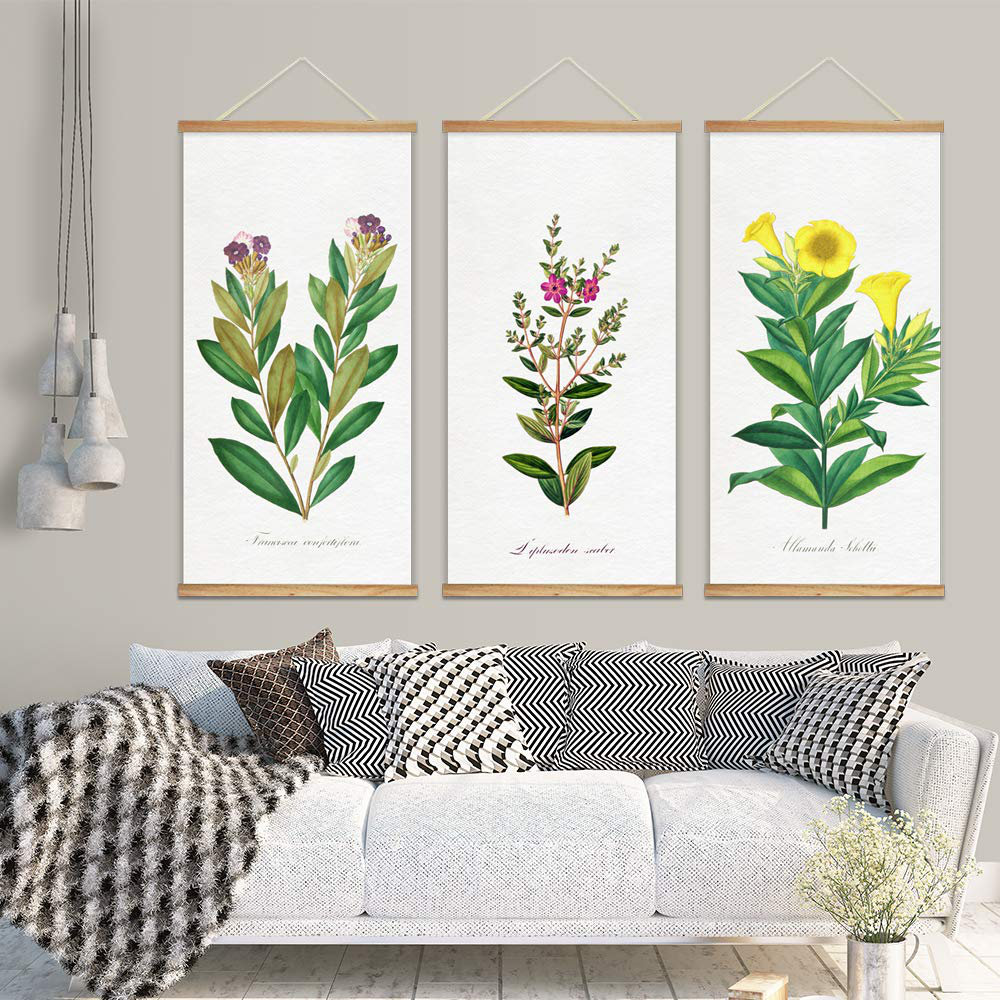 IDEA4WALL Floral Botanical Hanging Poster with Wood Frames Beautiful ...