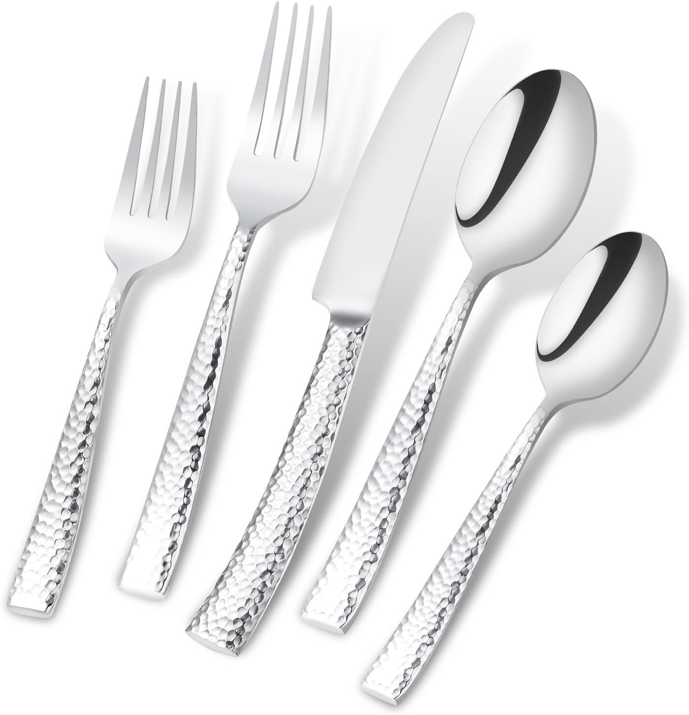 Brayden Studio 45-Piece Stainless Steel Flatware Set With Hammered ...