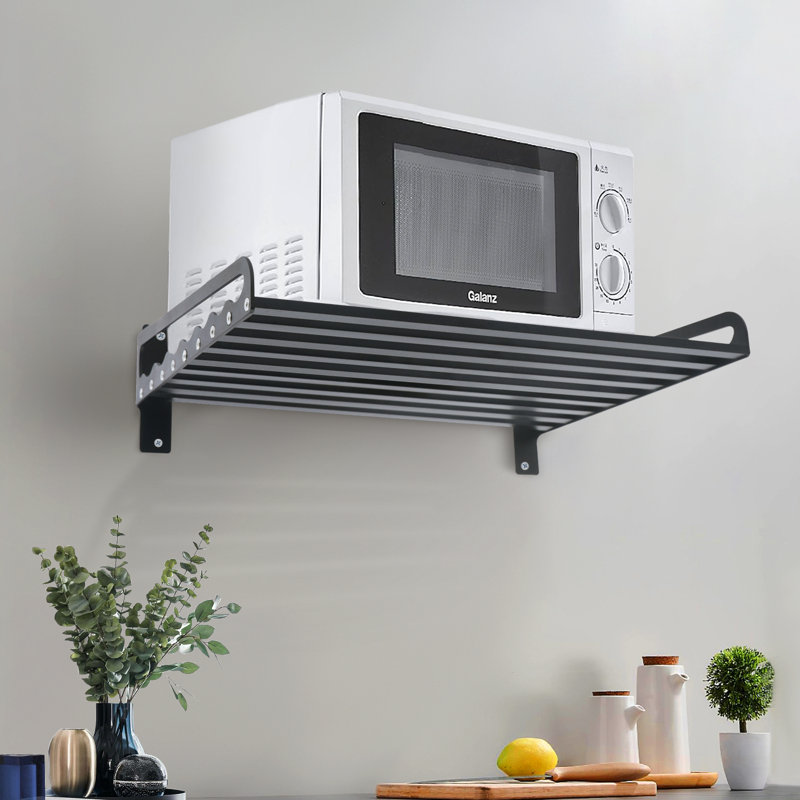 Prep & Savour 20" x 15.6" Black Metal Wall Mount Microwave Oven Bracket ...