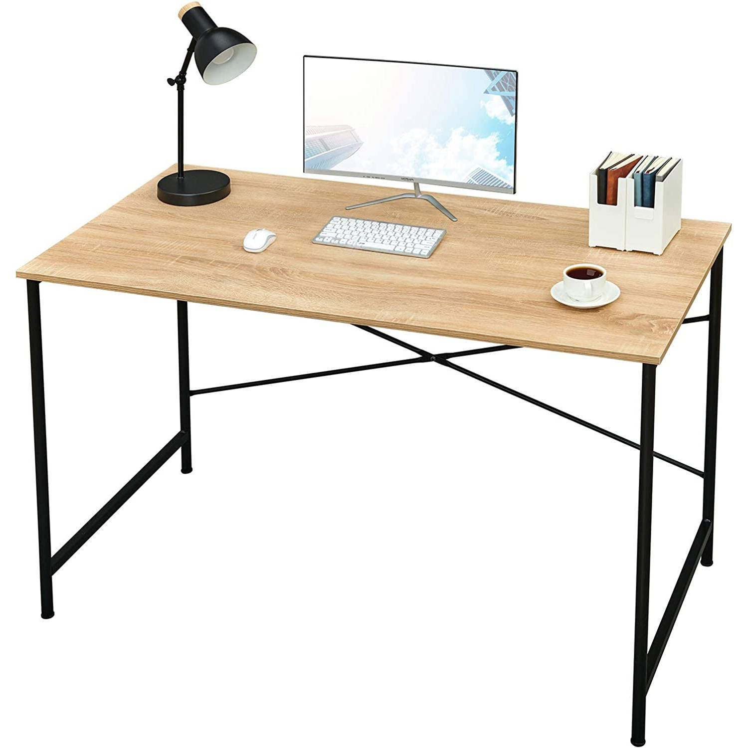 17 Stories Modern Home Office Computer Desk Table With Black Metal ...