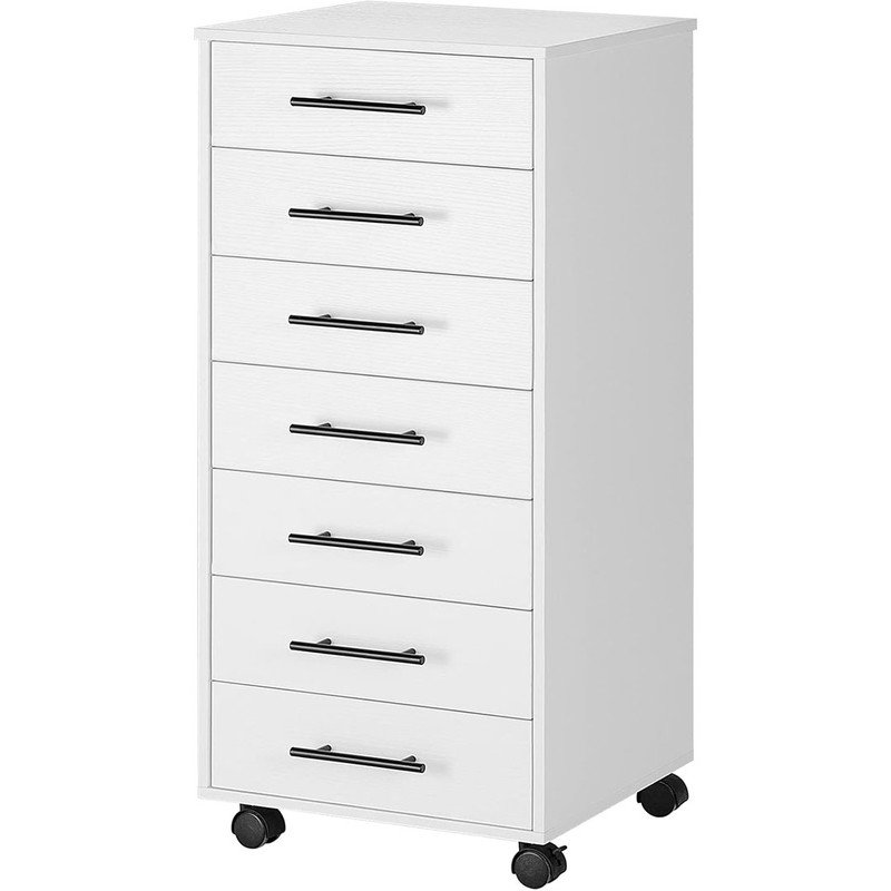 Latitude Run® White 7-Drawer Wooden File Cabinet with Easy Assembly for ...