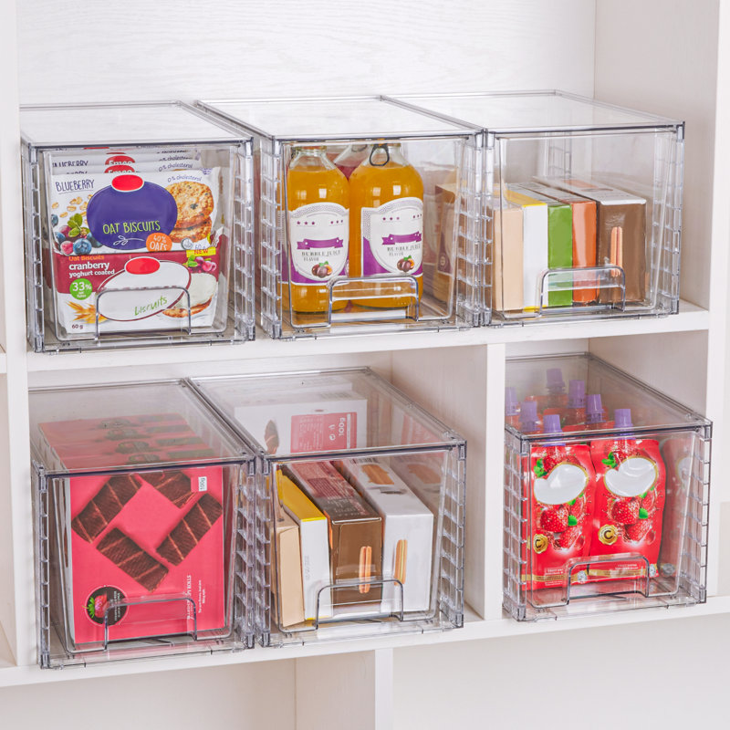 Rebrilliant 4 Pack Large Stackable Storage Drawers,clear Acrylic Drawer ...