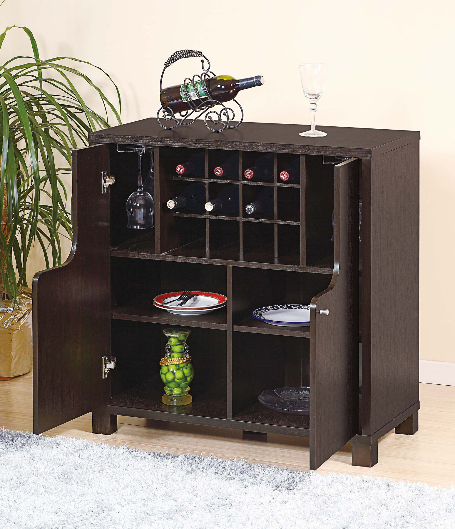 Ebern Designs Modern Wine Cabinet With Two Doors And Removeable Wine ...