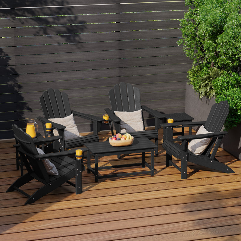 Beachcrest Home Outdoor Poly Adirondack Conversation Lounge 7-Piece Set ...