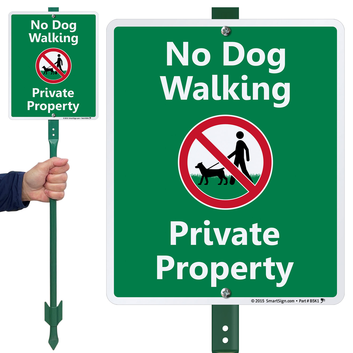 SmartSign No Dog Walking Private Property Sign and Stake Kit | Wayfair