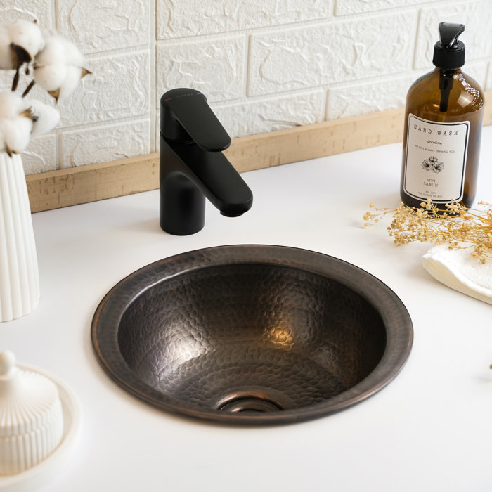 ALFIQ Round Solid Copper Kitchen And Bathroom Sink | Handmade Farmhouse ...