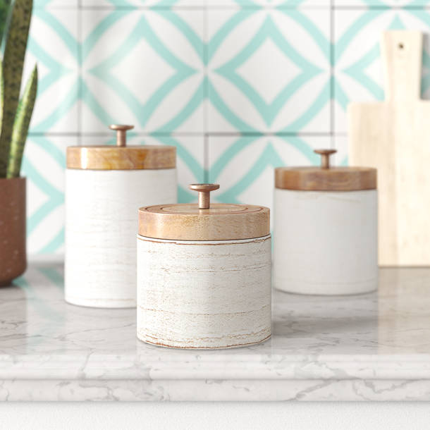 Gracie Oaks Ribbed 3 Piece Kitchen Canister Set & Reviews | Wayfair