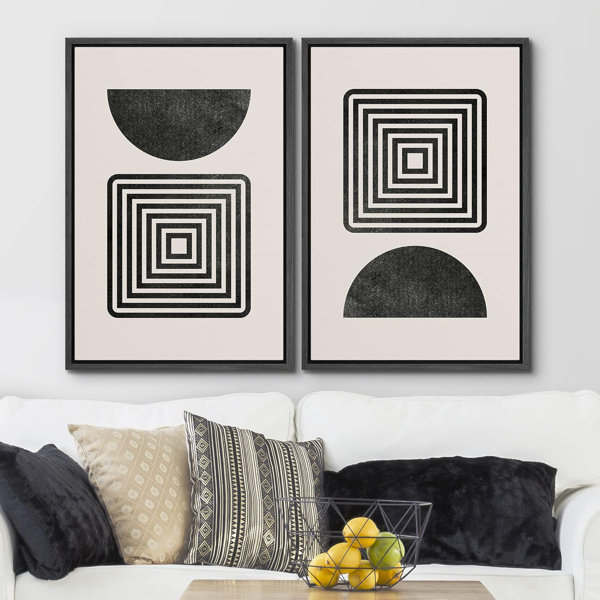 IDEA4WALL Geometric Line Mid-Century Spiral Square & Semi Circle ...