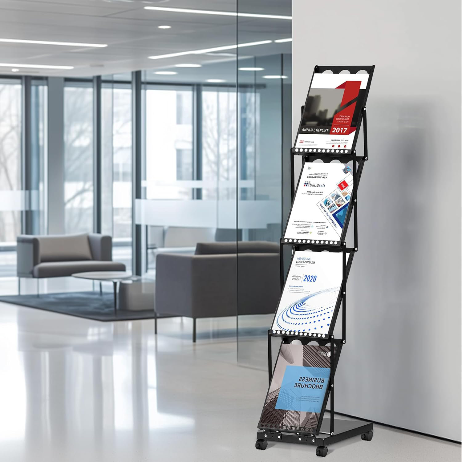 BONLOD Magazine Rack Floor Foldable Magazine Display Brochure Display ...