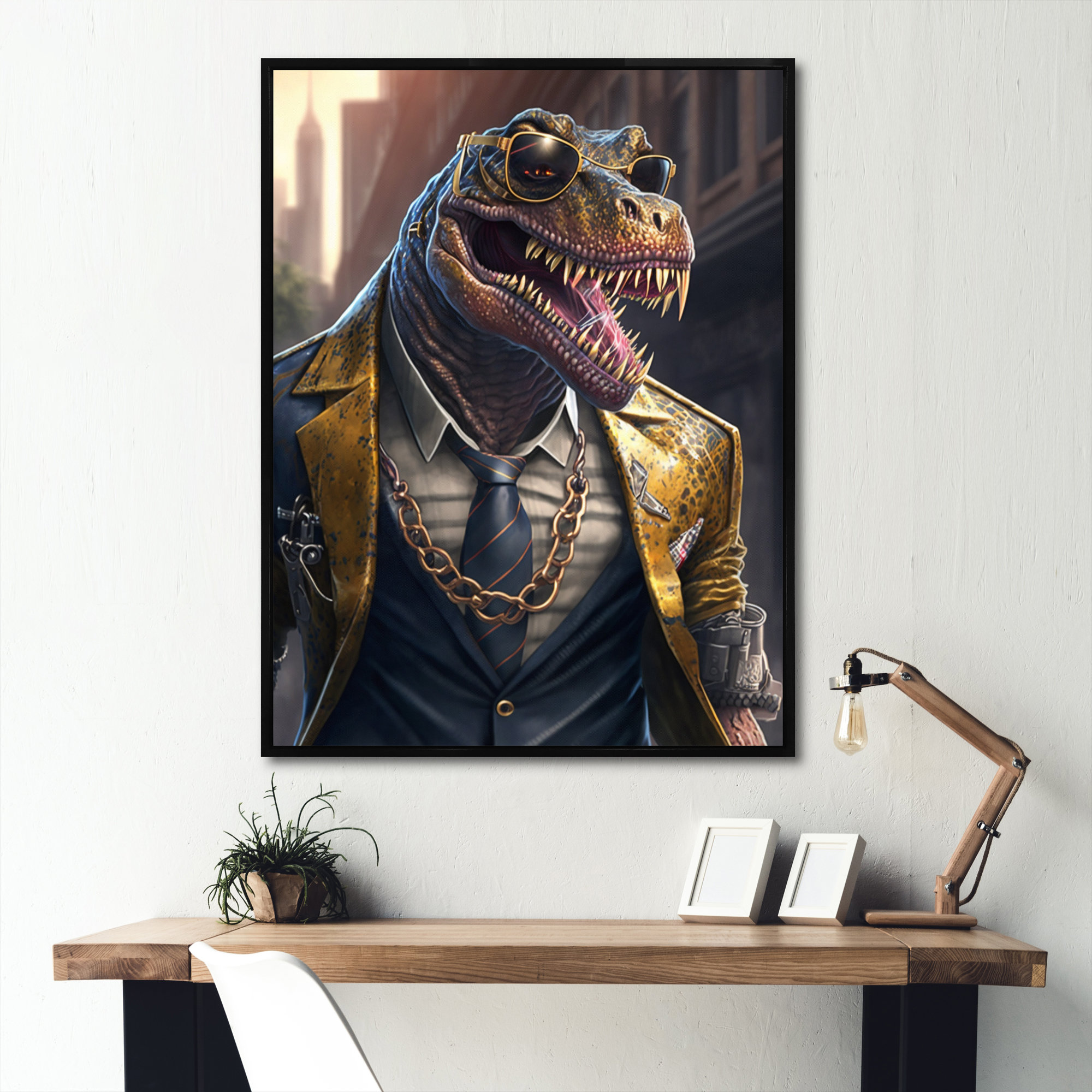 Trinx Gangster Reptile II - Floater Frame Print on Canvas | Wayfair