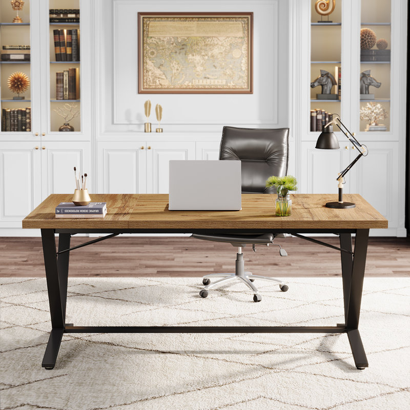 17 Stories Modern Executive Desk, 55-Inch Simple Office Computer Desk ...