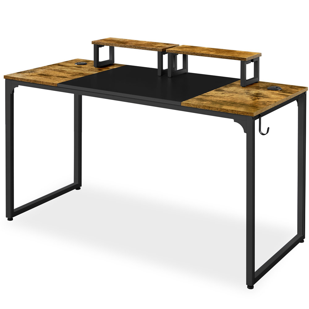 Yaheetech Large Computer Desk, Office Work Desk with Movable Monitor ...