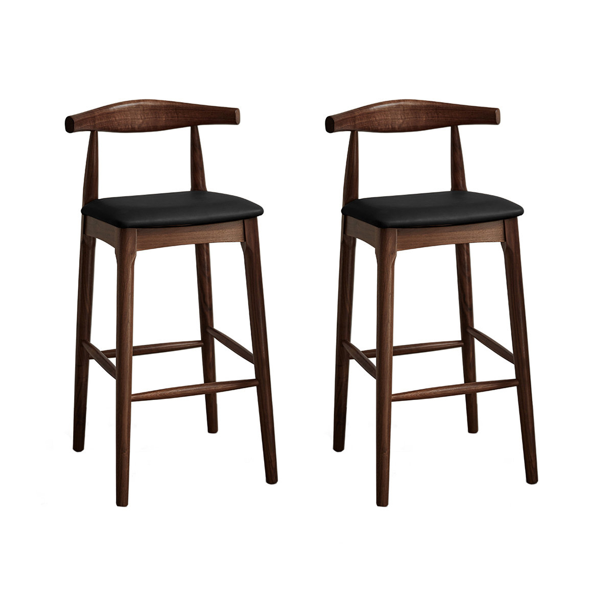 Corrigan Studio Modern And Simple Solid Wood Bar Stools With Black ...