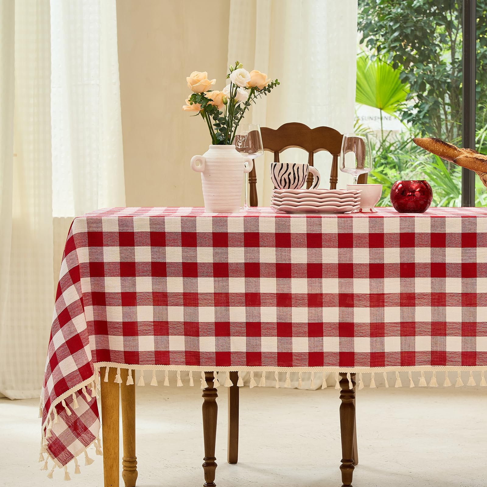 Gracie Oaks Checkered Square Tablecloth-Cotton Buffalo Plaid Tablecloth ...