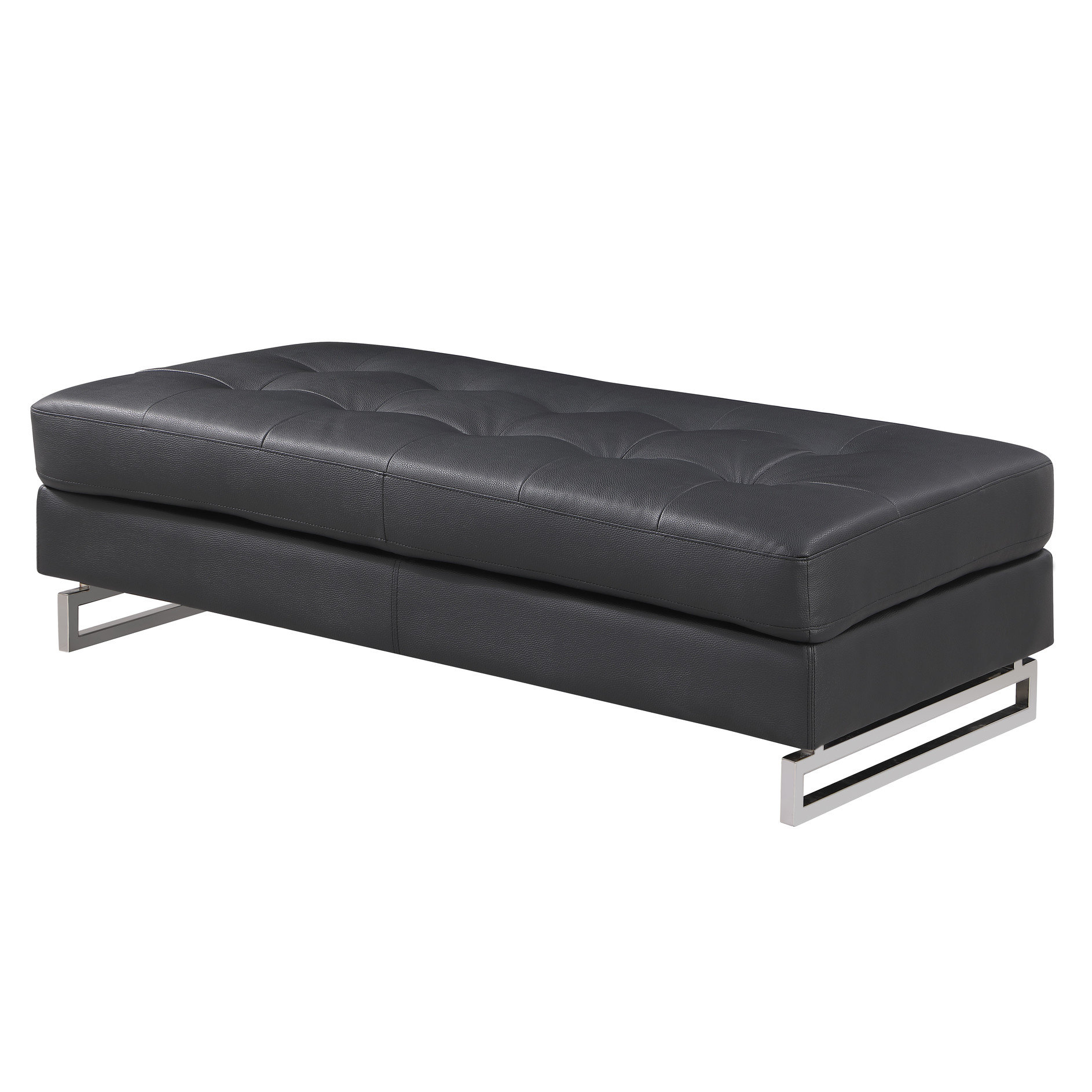 Hokku Designs Oversized Leather Footrest With Legs And Solid Wood ...