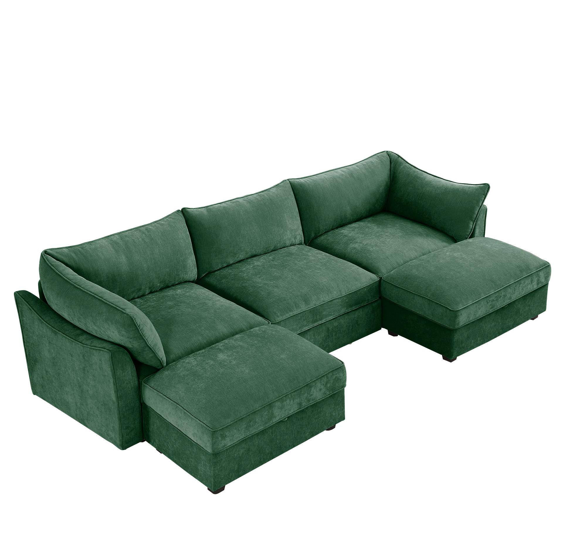 Latitude Run® U Shape 3 Seater Deep Seat Sofa Couch With Ottomans,3 ...