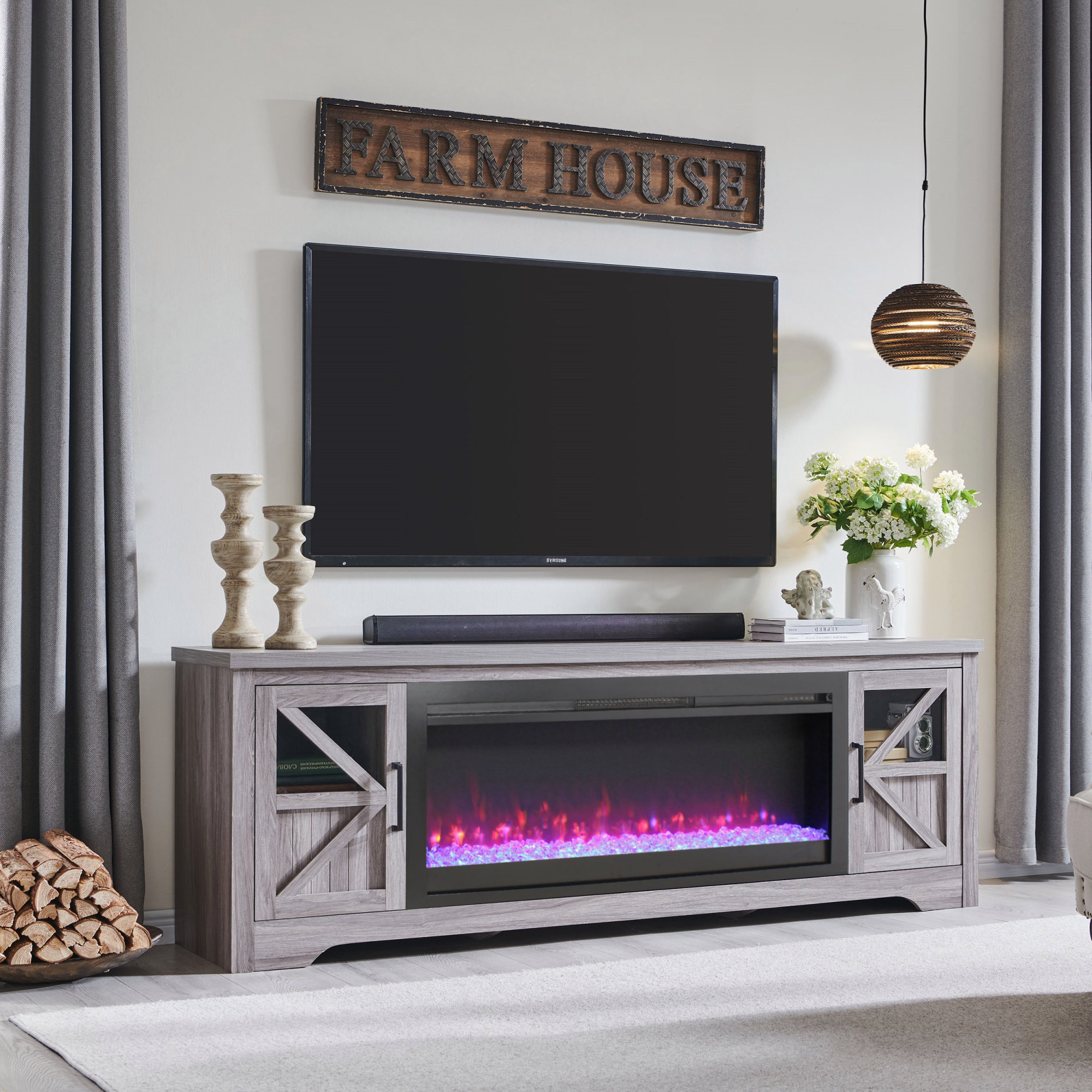 17 Stories 75" Fireplace TV Stand For Tvs Up To 80",With 44" Electric ...