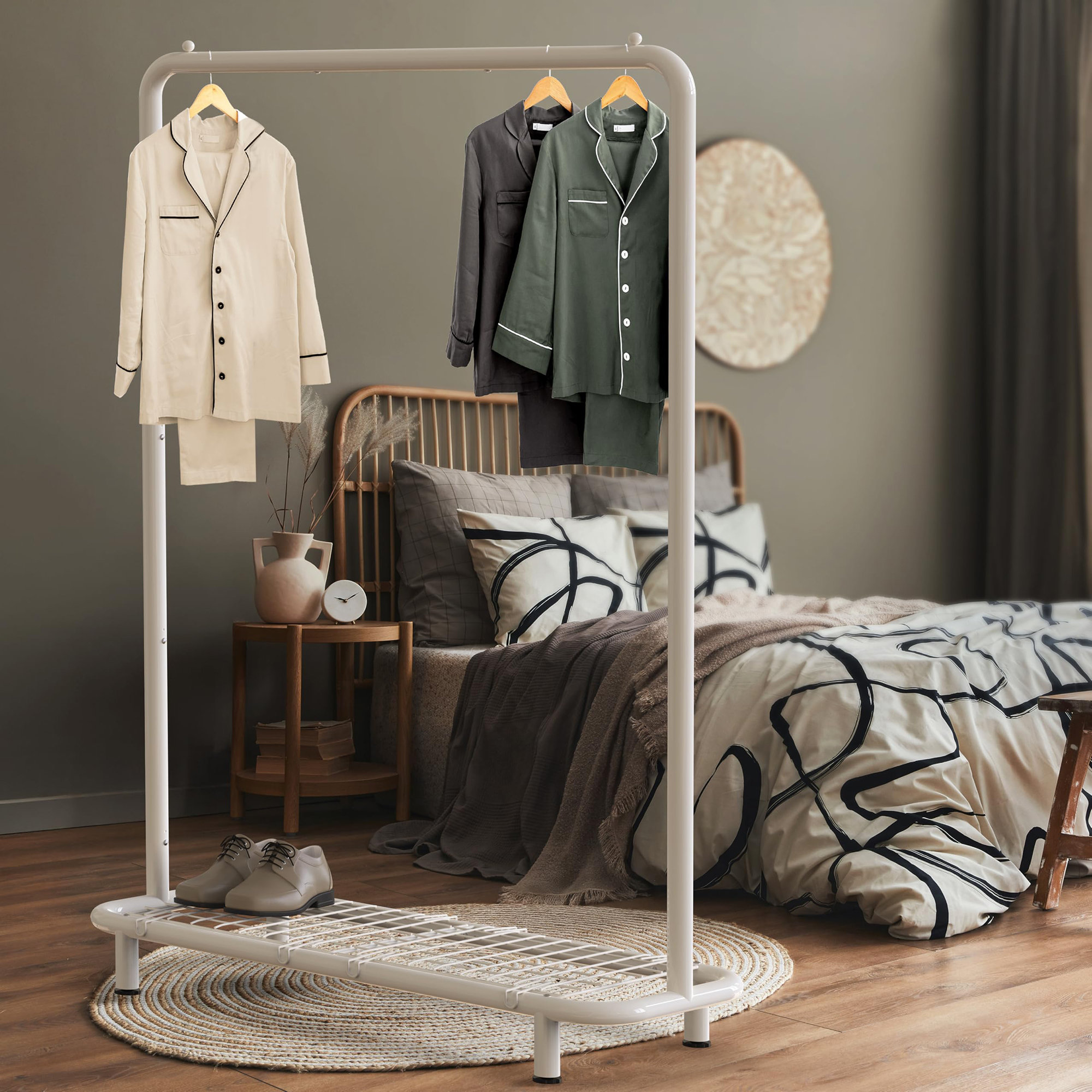 17 Stories Simple Houseware Clothing Rack with Industrial Pipe and ...