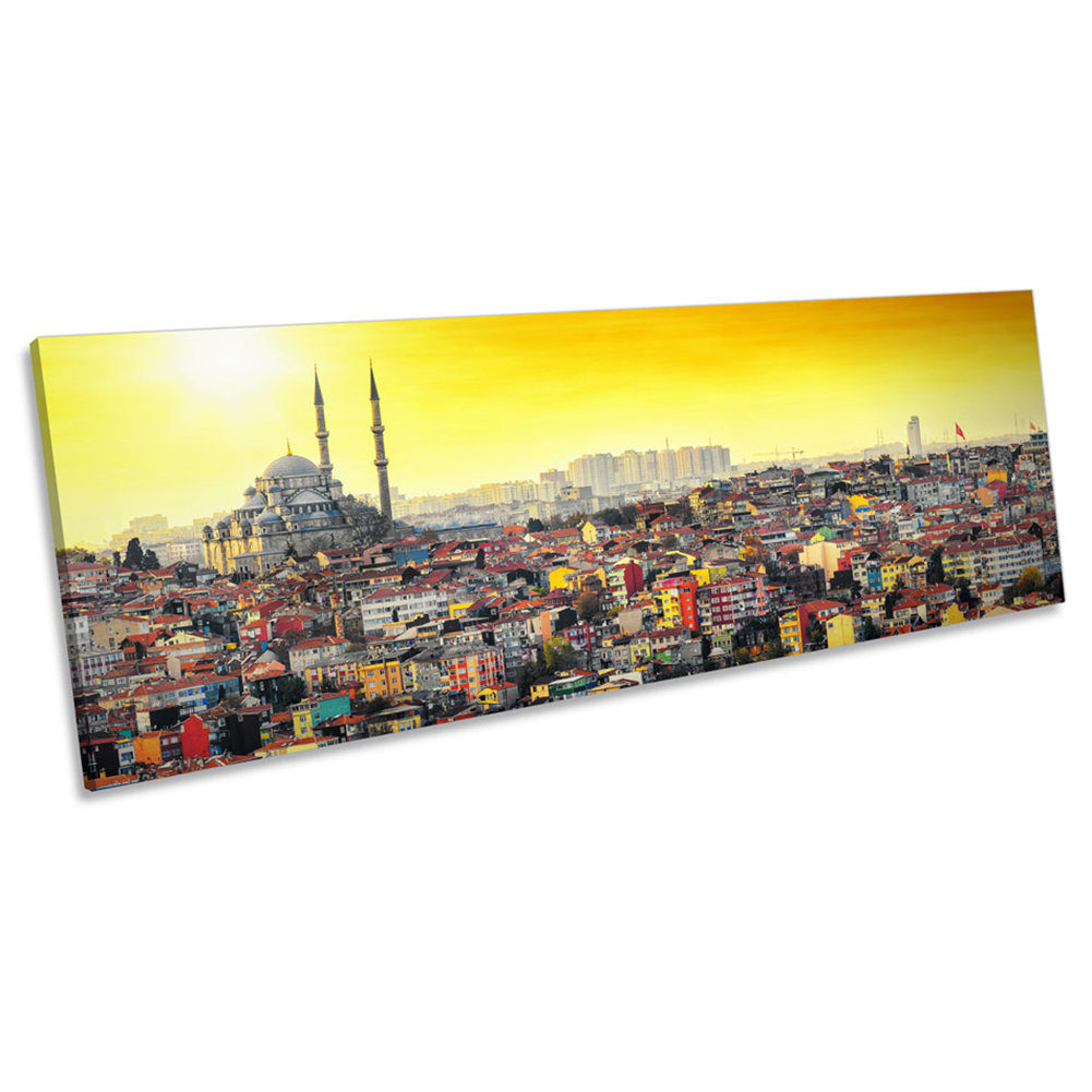 17 Stories Istanbul Mosque Sunset Skyline - Wrapped Canvas Panoramic ...