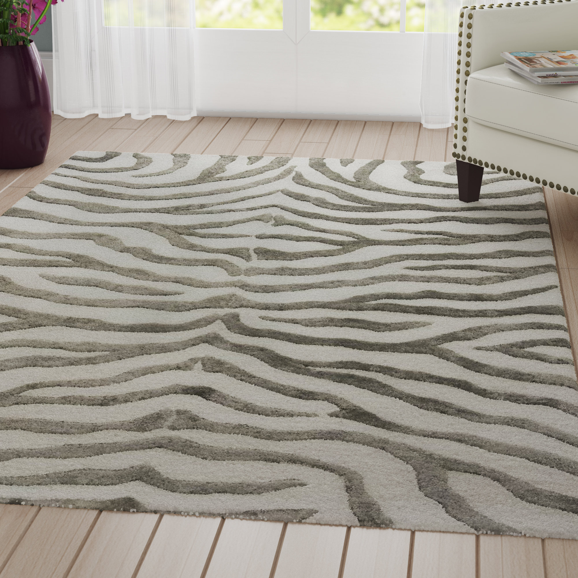 Mercer41 Fathima Animal Print Hand Tufted Wool Gray Area Rug & Reviews ...