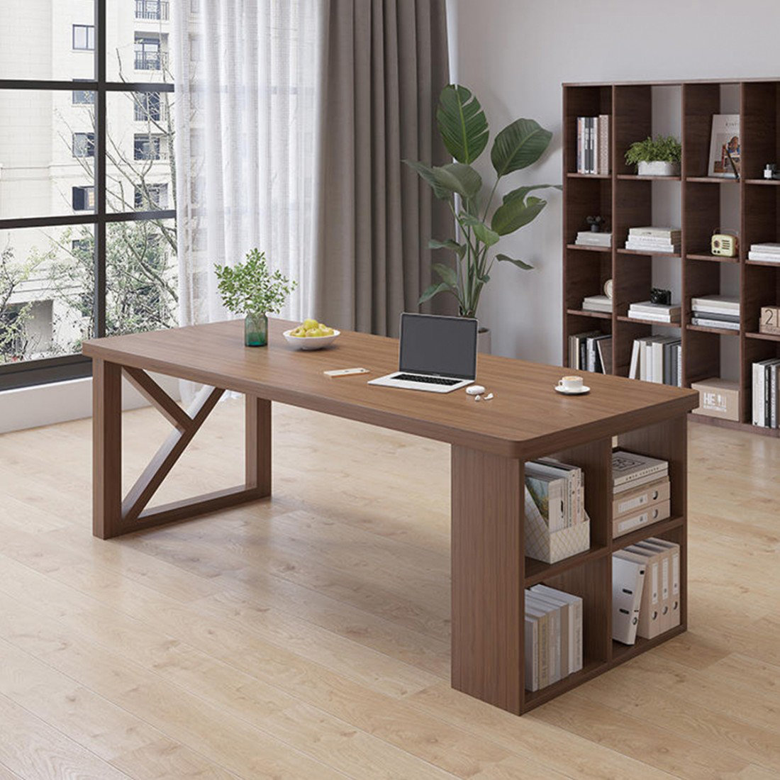 Latitude Run® Nut-brown Rectangular Solid Wood desk | Wayfair