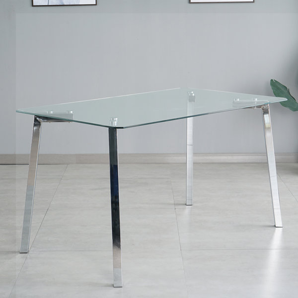 Wrought Studio Modern minimalist rectangle glass dining table - Wayfair ...
