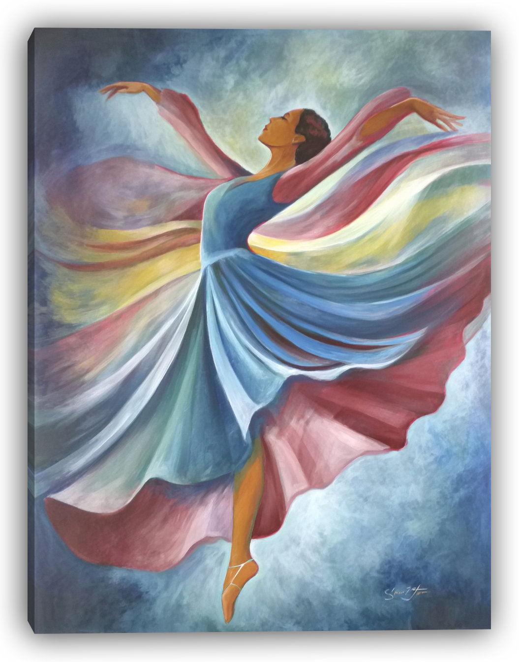 Ebern Designs Graceful Leap – Elegant Modern Ballerina Wall Art | Wayfair