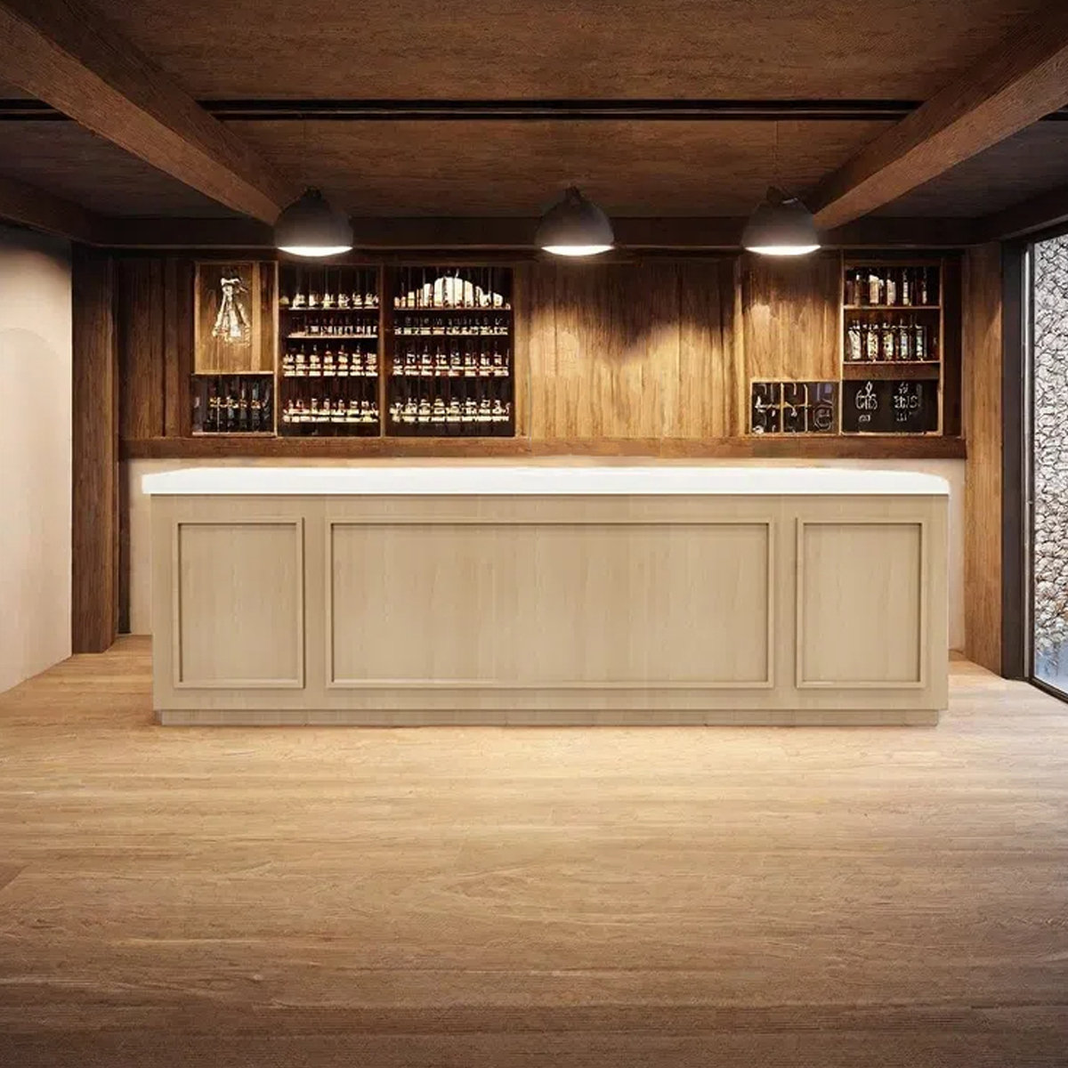 NBNKK Reception desk Bar Counter with Wine Storage & Cabinet, Reception ...
