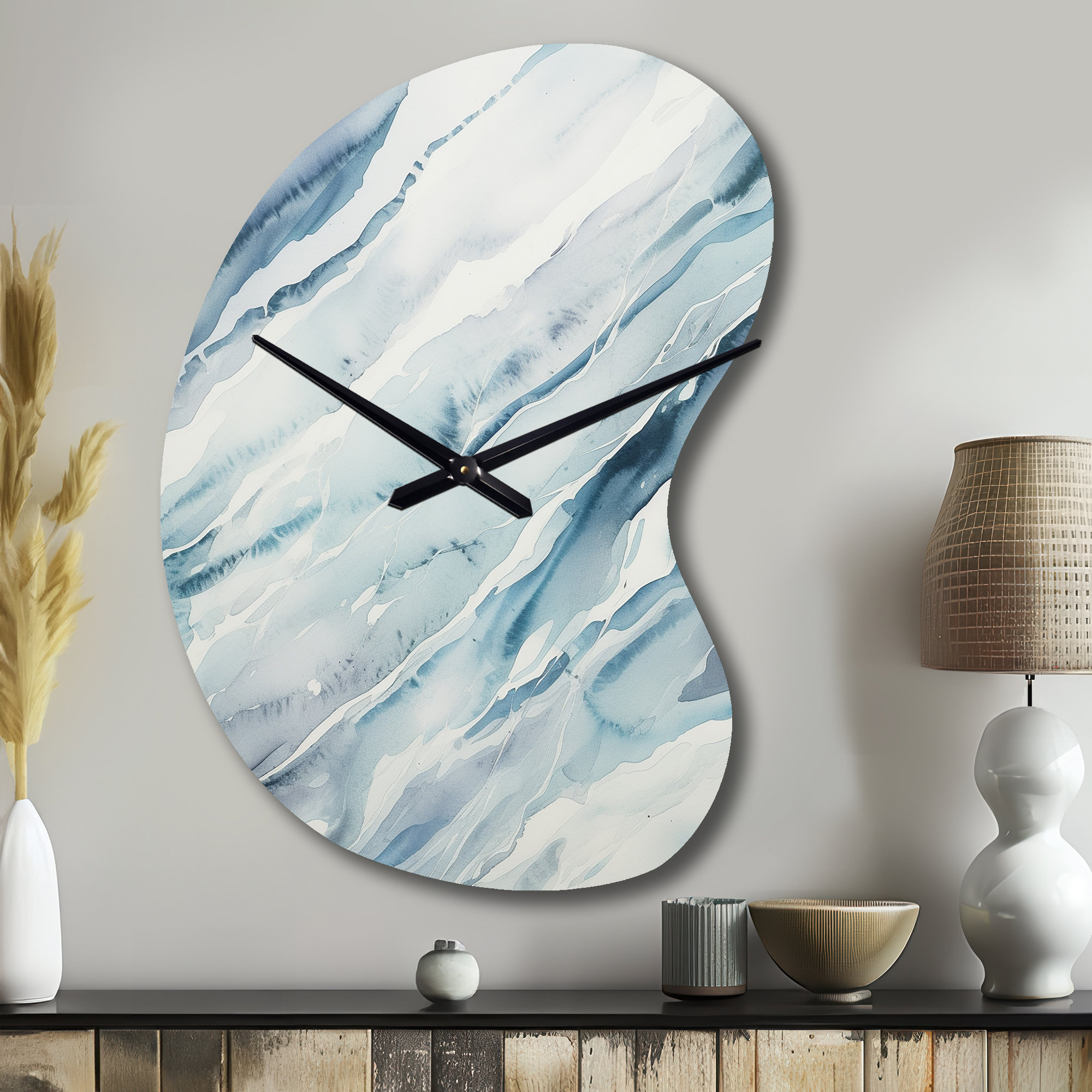 Design Art Blue Whirlwind I - Abstract Shapes Asymmetrical Metal Wall ...