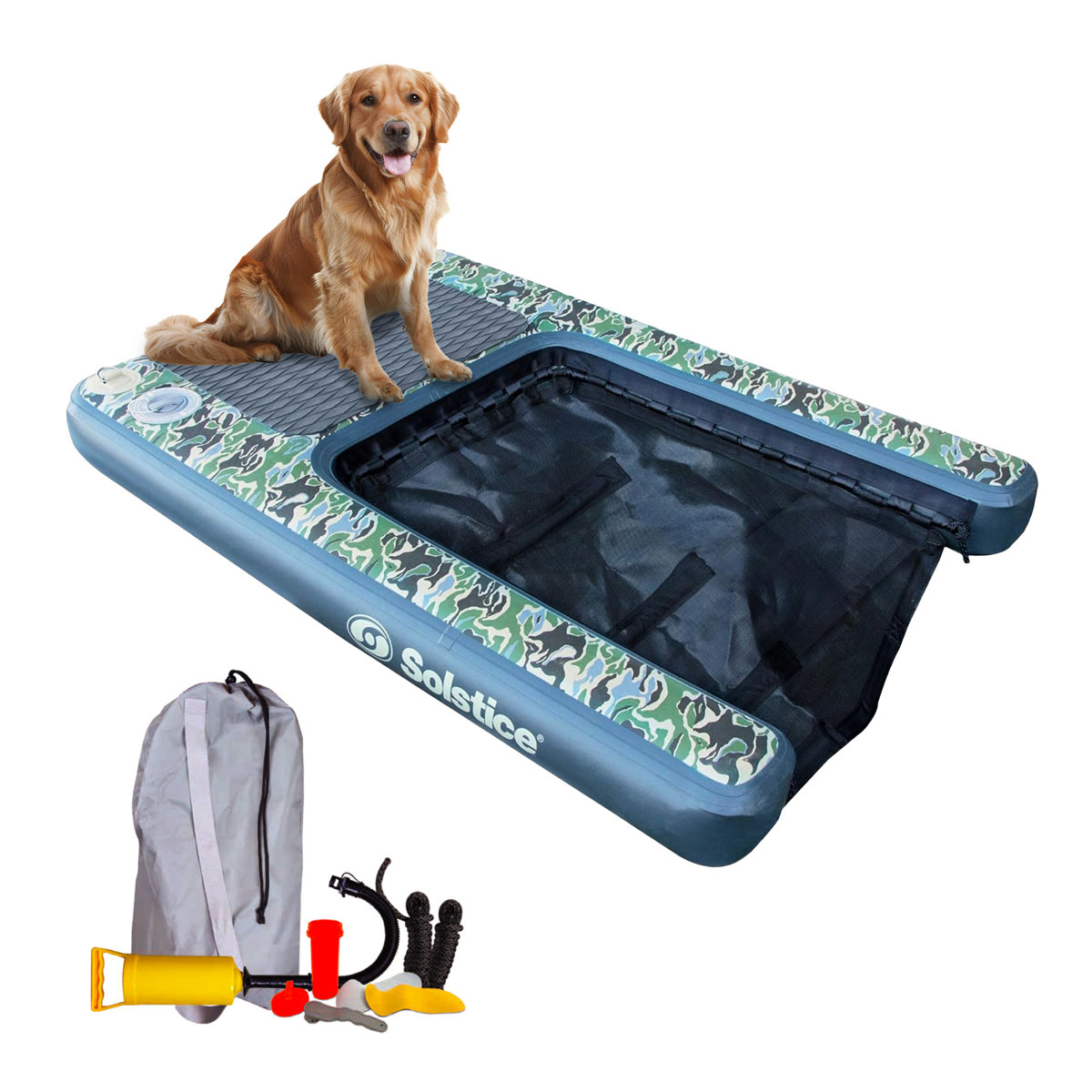 Solstice Original Inflatable Pup Plank Dog Float Floating Ramp Ladder ...