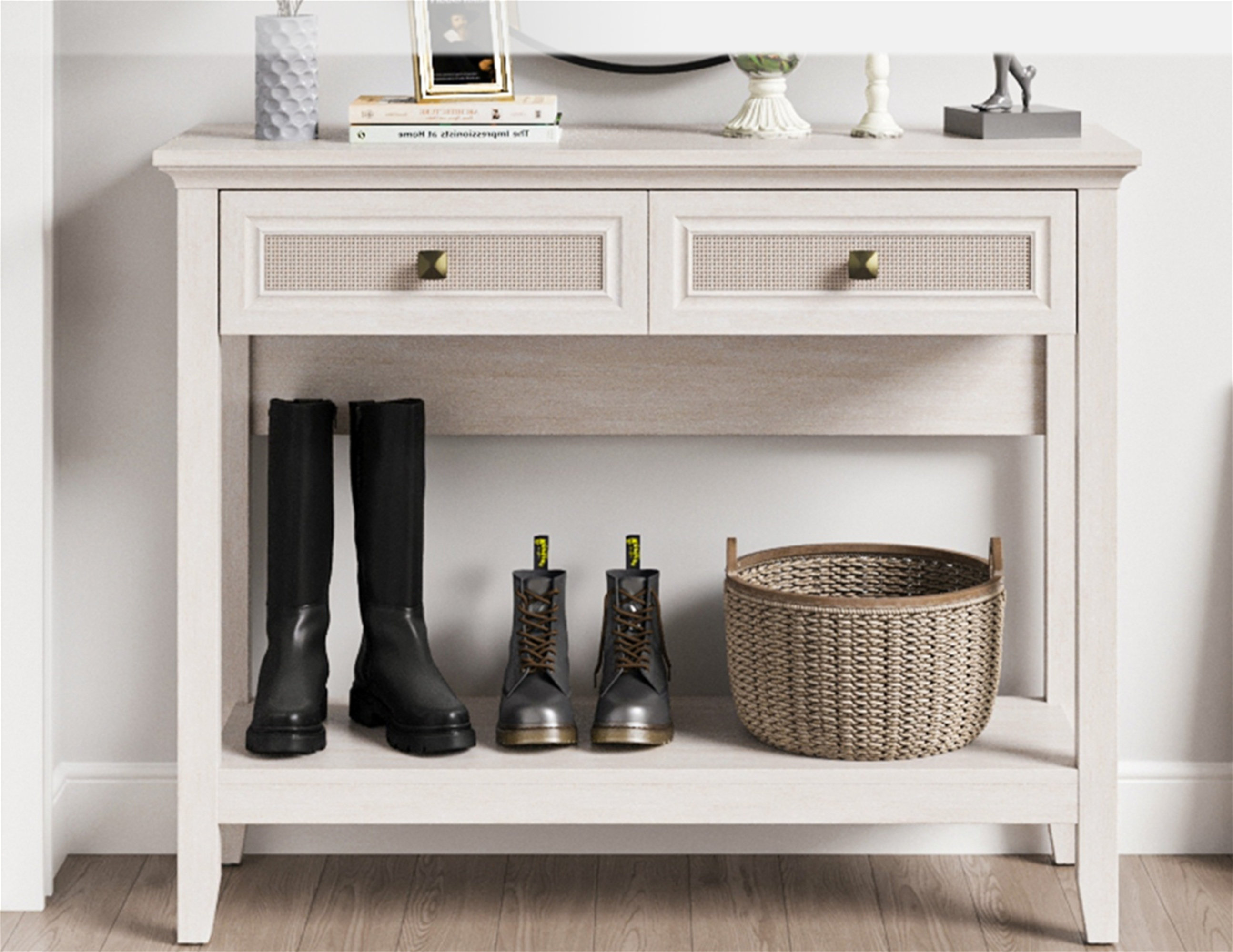 Winston Porter Console Table With Rattan Drawers - Wayfair Canada