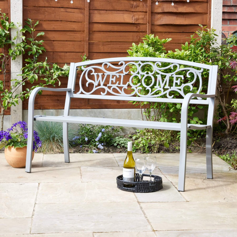 ClassicLiving Catherine Welcome Metal Outdoor Garden Bench & Reviews ...