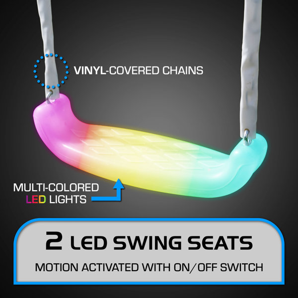 The Swing Company North Star Wooden Swing Set with Slide and LED Light ...