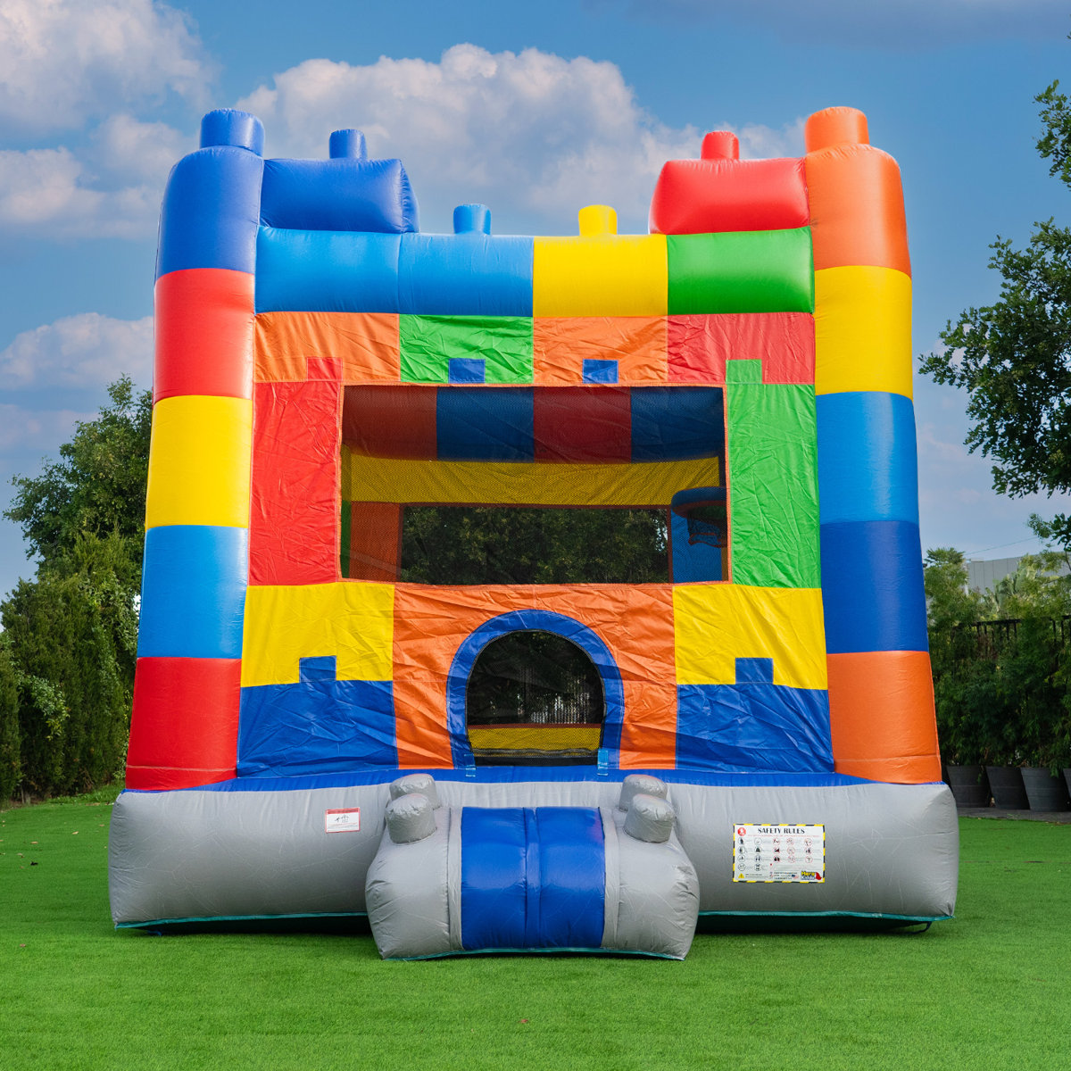 HeroKiddo Block Party 12.5' x 13' Bounce House with Air Blower ...
