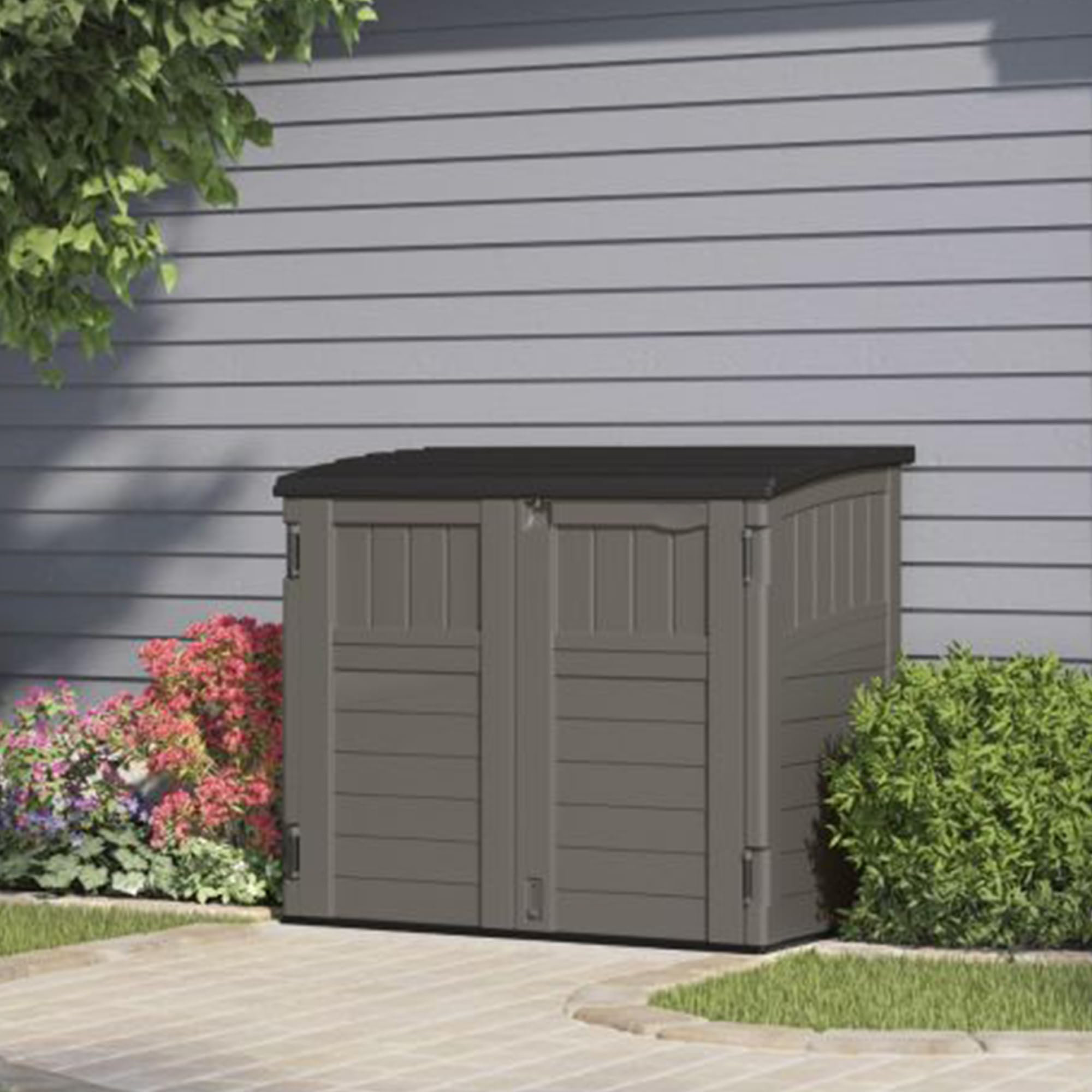 LoochMee 4' x 2.5' Lockable Outdoor Garden Resin Low Profile Horizontal ...