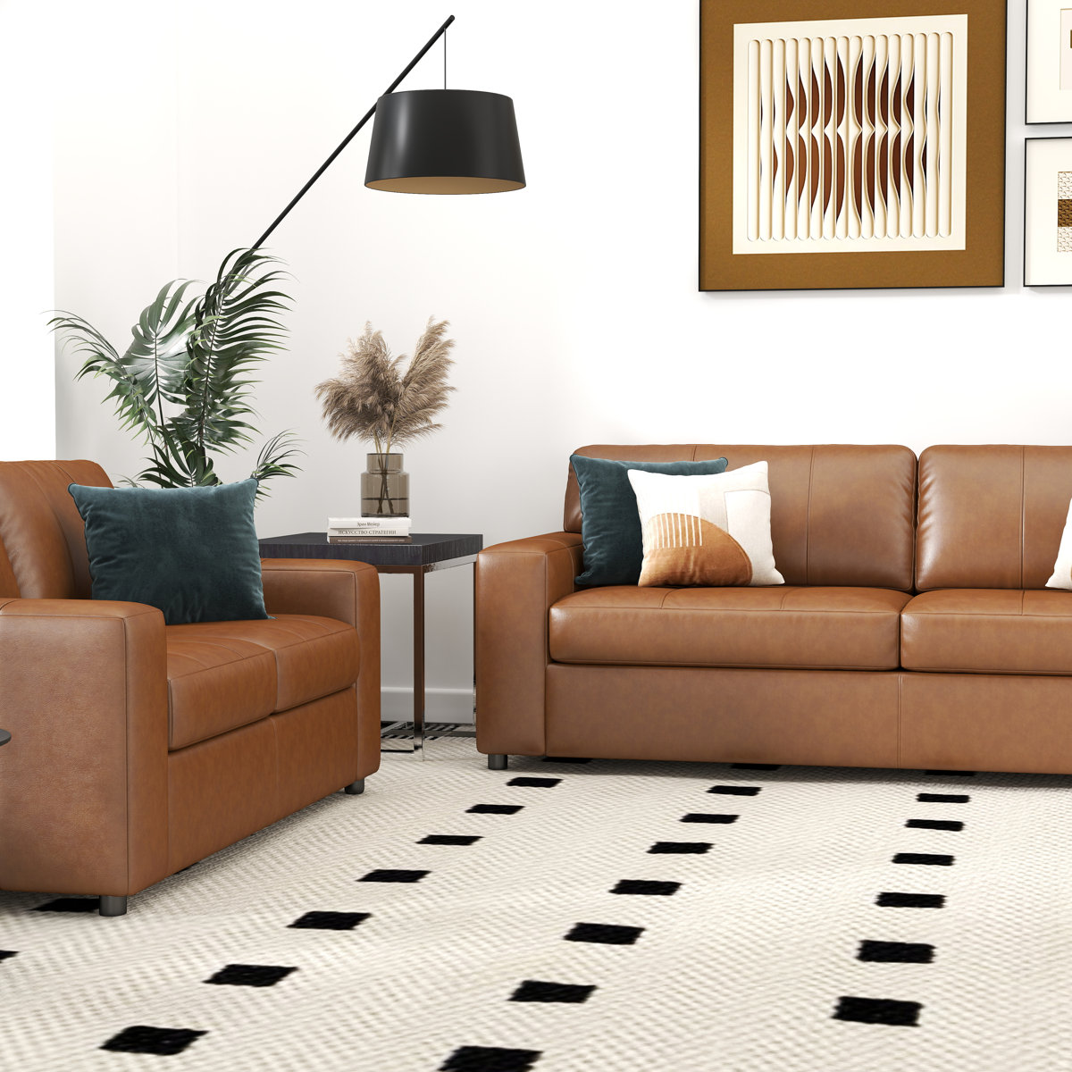 Latitude Run® Caro Espinoza Leather Upholstered 4-Piece Living Room Set ...