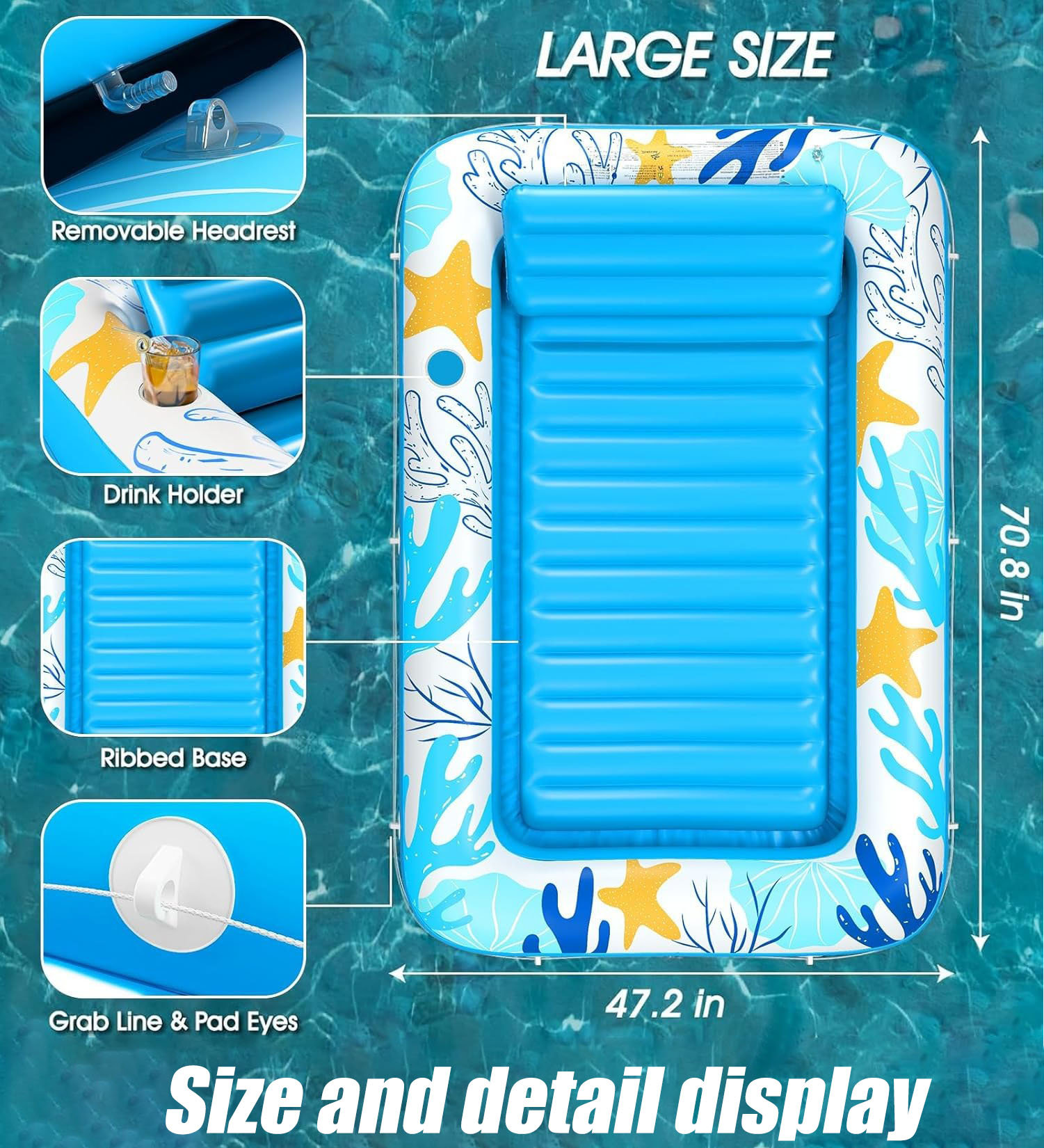 ABIXOL Inflatable Sun Tanning Pool Lounger – 4-In-1 Floating Tub With ...